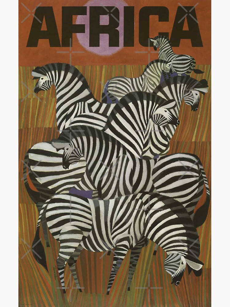 Pegatina «Afiche de viaje vintage de África - Cebra en la sabana» de ...