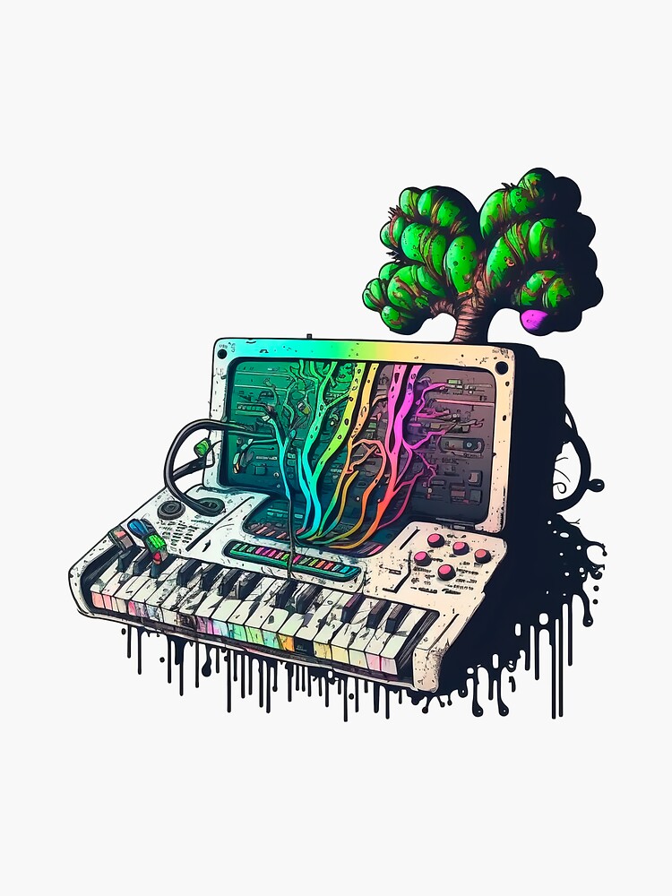 "Ancient Synth" Sticker for Sale by deliciousrecart | Redbubble