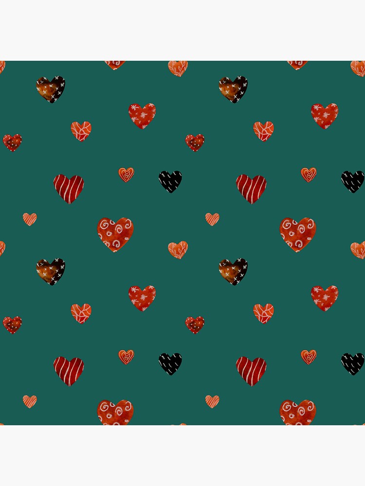 "Red textured heart cute pattern a watercolor turquoise" Sticker for ...