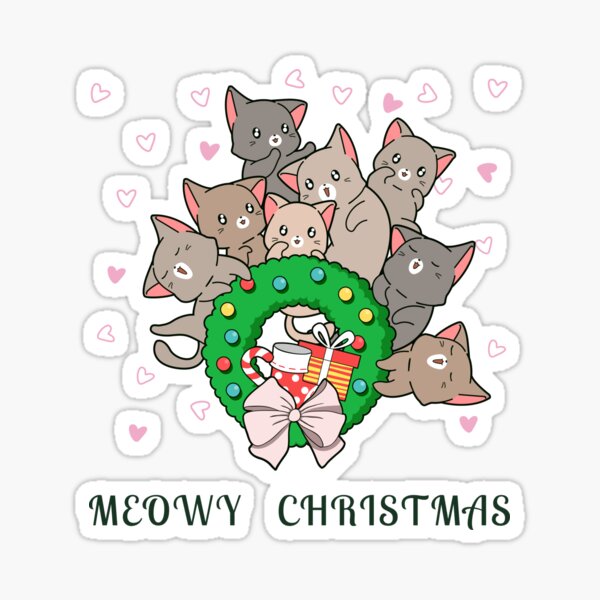 "Meowy Christmas" Sticker for Sale by DSC-Fashion | Redbubble