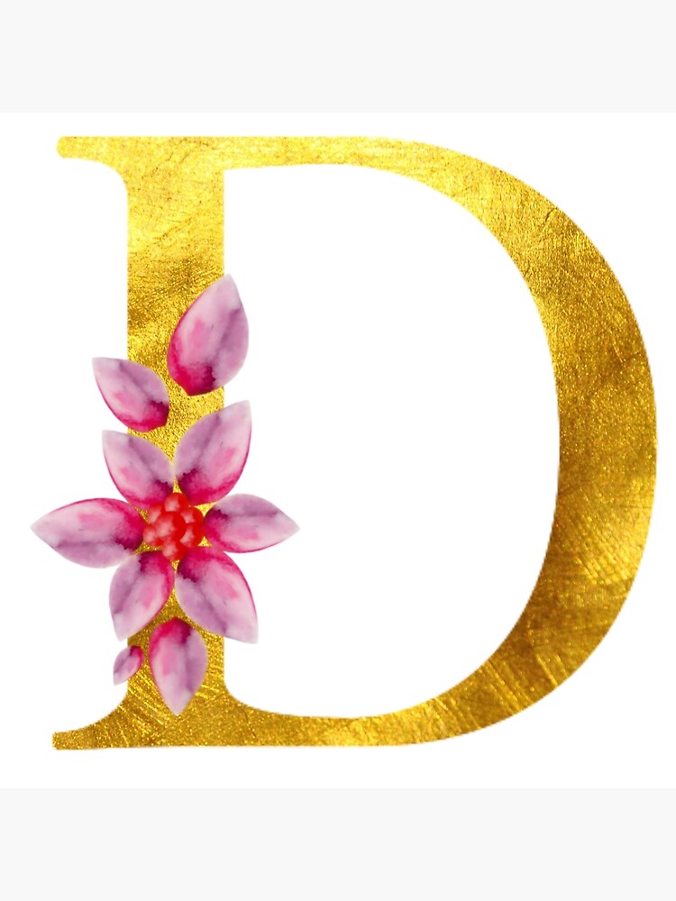 Póster «D letra de brillo dorado, abc, alfabeto botánico, pintura ...