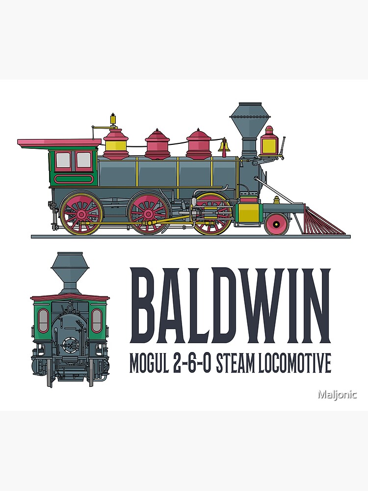 "Baldwin built 2-6-0 Mogul Steam Locomotive Train Engine Diagrams Gift ...