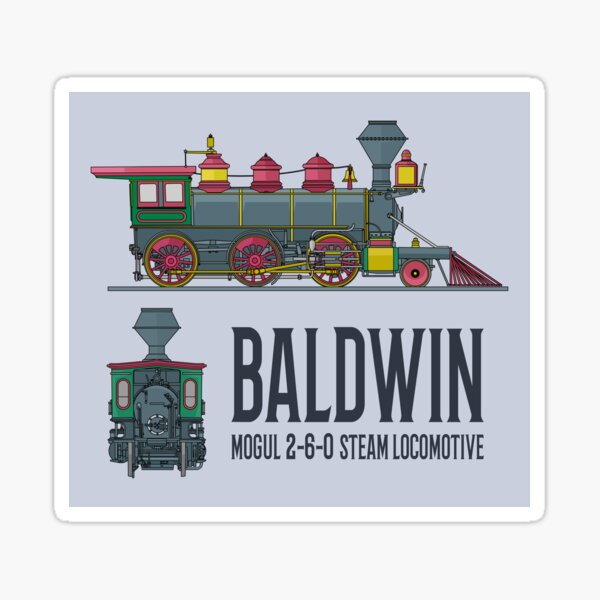 "Baldwin built 2-6-0 Mogul Steam Locomotive Train Engine Diagrams Gift ...