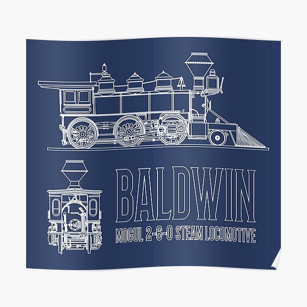 "Baldwin built 2-6-0 Mogul Steam Locomotive Train Engine Blueprint ...