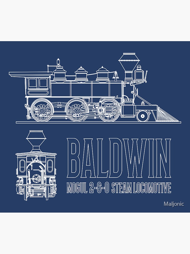 "Baldwin built 2-6-0 Mogul Steam Locomotive Train Engine Blueprint ...