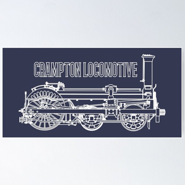 "Crampton 1846 Steam Locomotive Blueprint Diagram Gift" Poster for Sale ...