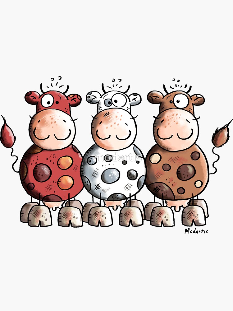 "Three colourful cows - Cow - Cartoon - Gift" Sticker by modartis ...
