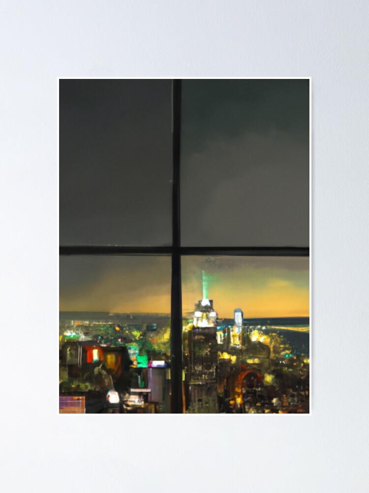 "A window overlooking NYC skyline" Poster for Sale by CatahoulaDoo ...
