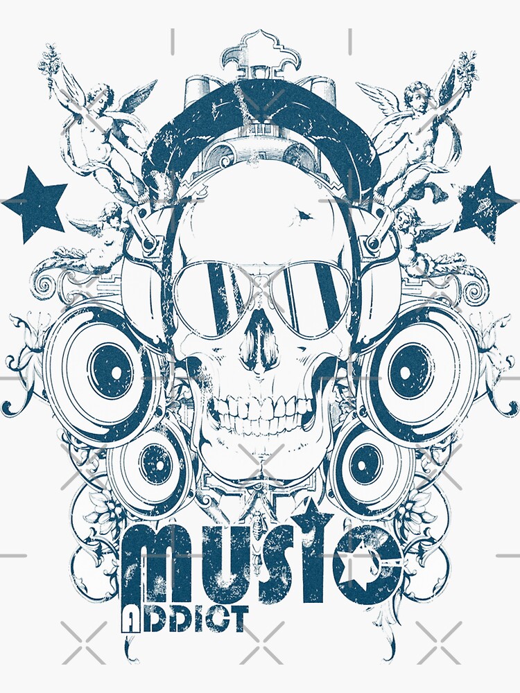 "Music Addict" Sticker for Sale by Kardexsin | Redbubble