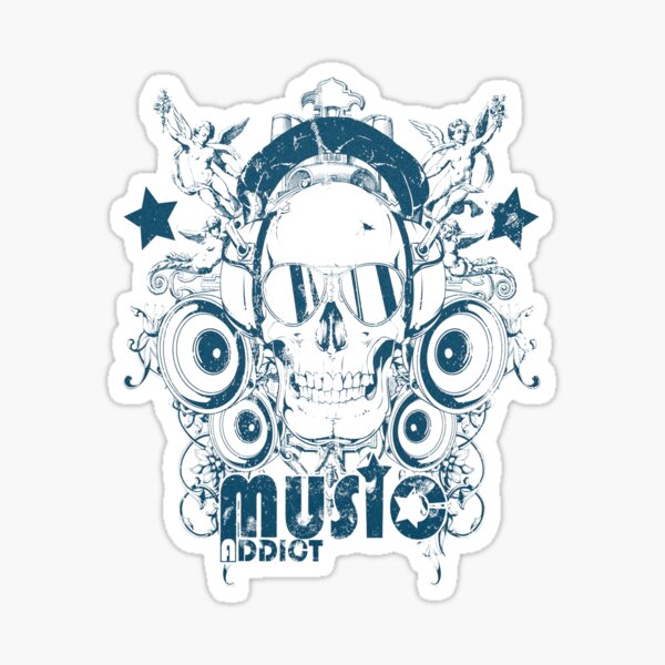 "Music Addict" Sticker for Sale by Kardexsin | Redbubble