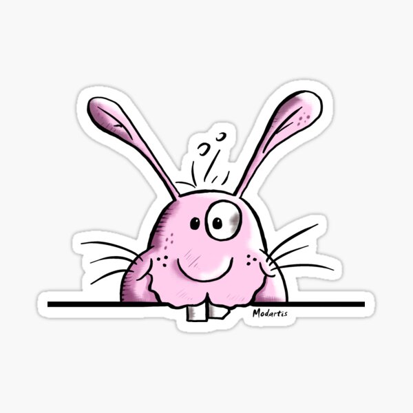 "Pink Rabbit - Bunny - Funny - Cartoon" Sticker for Sale by modartis ...