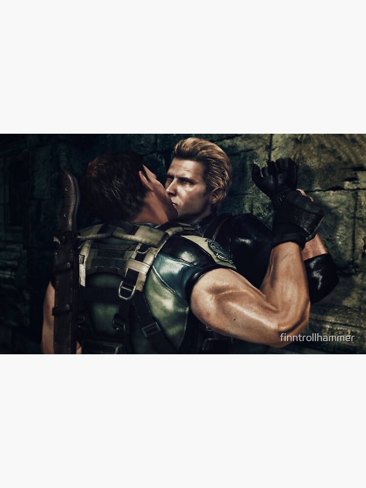 "chris and wesker kissing sticker" Sticker for Sale by finntrollhammer ...