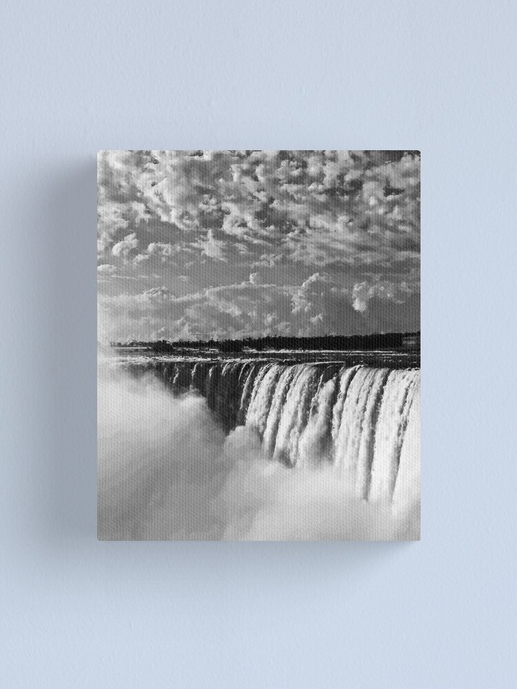 "Monochrome Niagara Falls Landscape Oil Paint, Grayscale Famous ...