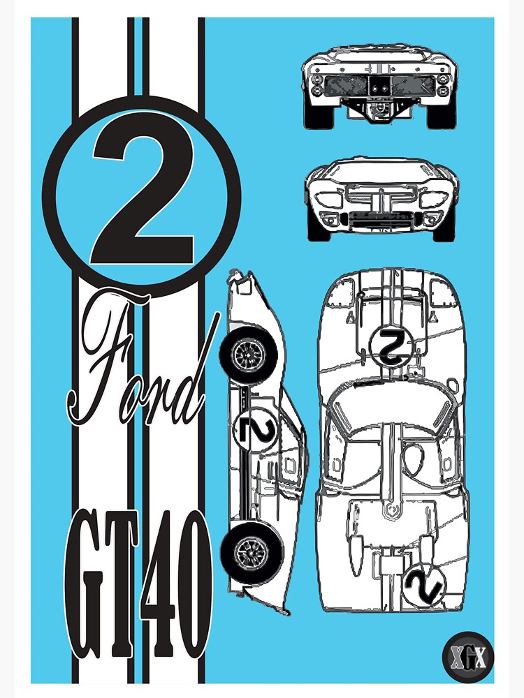 " Ford GT40 bitmap illustration" Sticker for Sale by XGenrationX ...