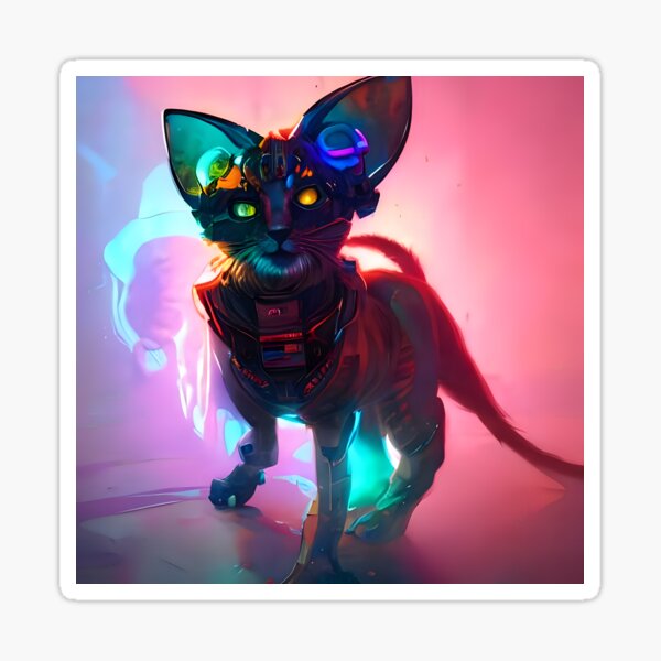 "Evil Cyber Kitten" Sticker for Sale by matsinka | Redbubble