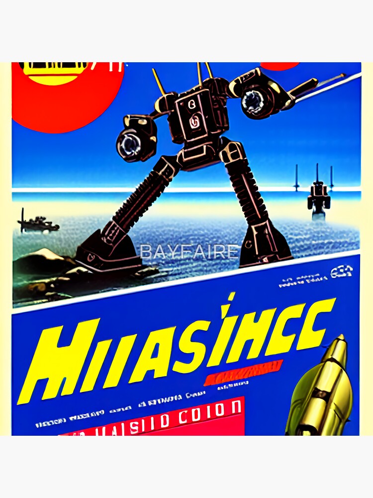 "Vintage Mech Poster 90s Style" Sticker for Sale by BAYFAIRE | Redbubble