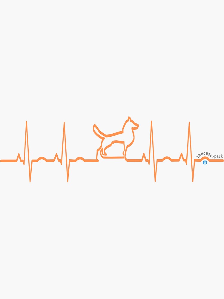 "DOG Lifeline - Orange EKG by @thecaseypack" Sticker for Sale by ...