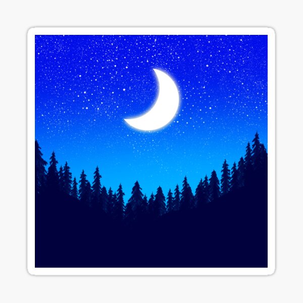 "Crescent Moon Night Sky Over the Forest" Sticker for Sale by ...