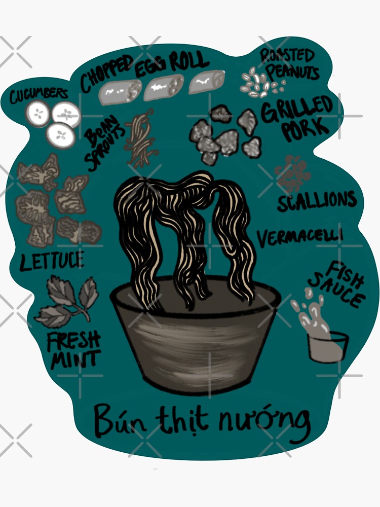 "Deconstructed Bun Thit Nuong" Sticker for Sale by AFaganbehere1 ...