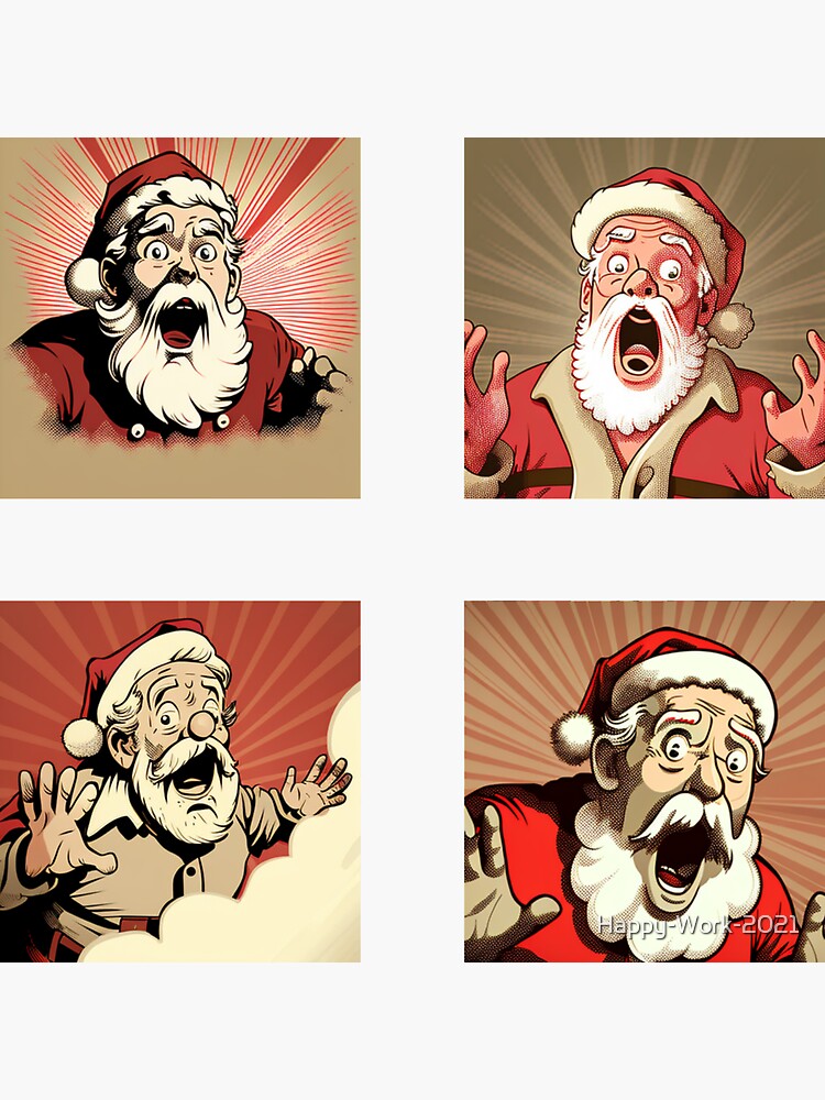 "Shocked Santa Claus / Christmas / Funny / Sticker Pack #1" Sticker for ...