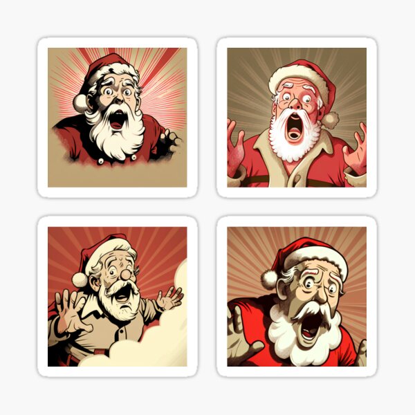 "Shocked Santa Claus / Christmas / Funny / Sticker Pack #1" Sticker for ...