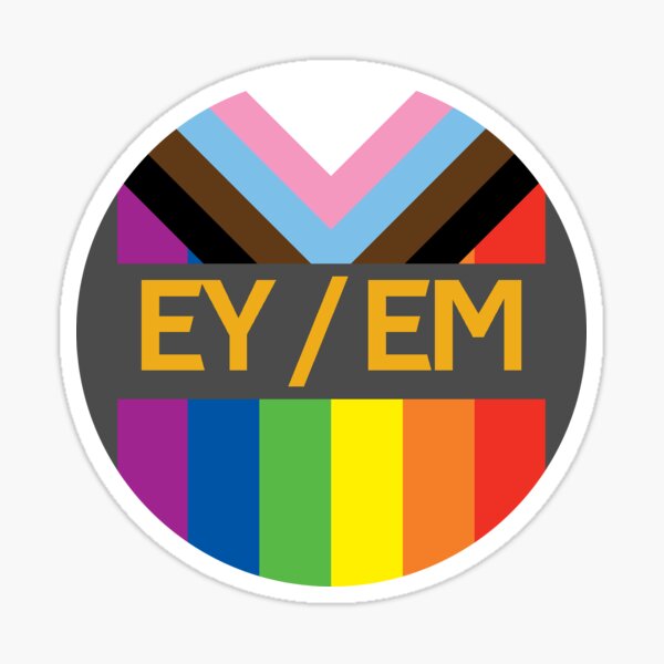 "Pronoun Badge (Ey/Em)" Sticker for Sale by 2DDesigns | Redbubble