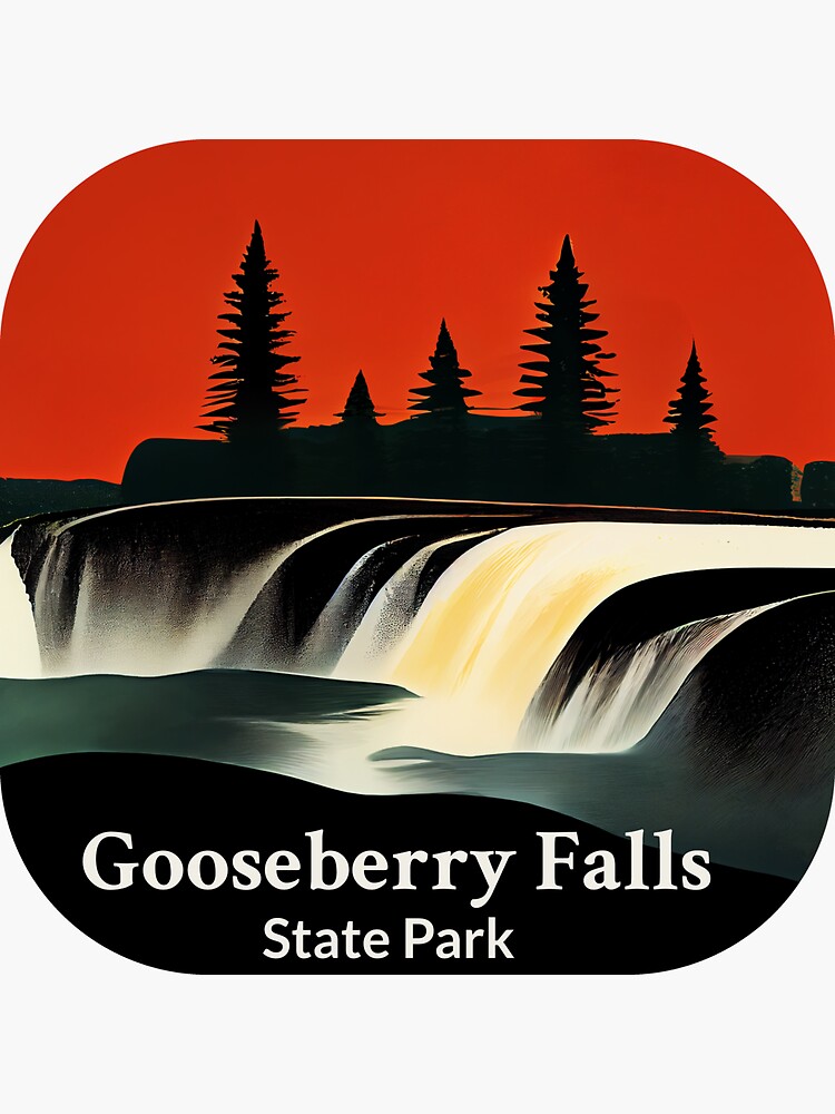 "Gooseberry Falls State Park Poster Art Design Illustration " Sticker ...