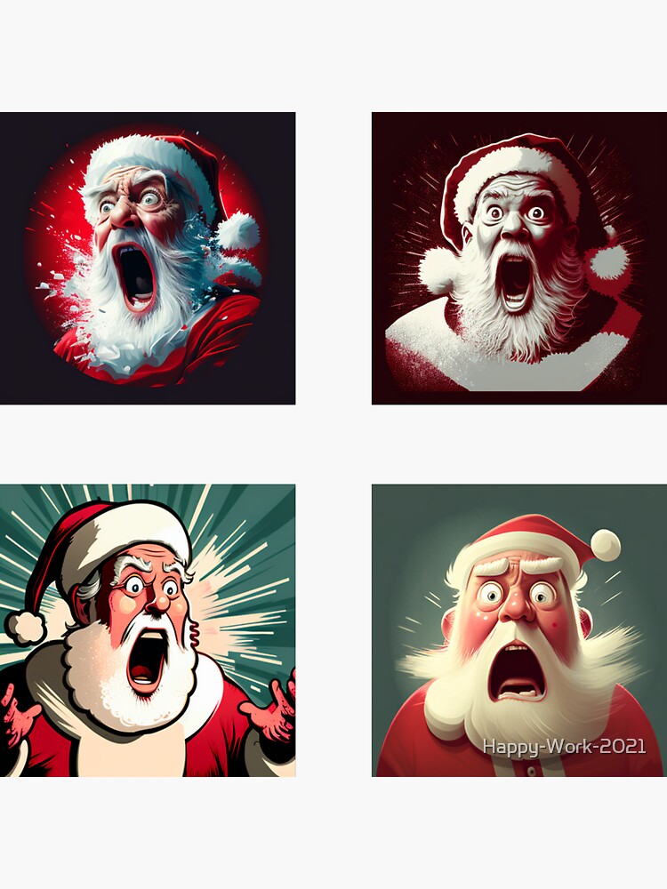 "Shocked Santa / Crazy and Funny / Christmas / Sticker Pack #5" Sticker ...