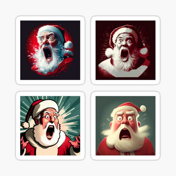 "Shocked Santa / Crazy and Funny / Christmas / Sticker Pack #5" Sticker ...