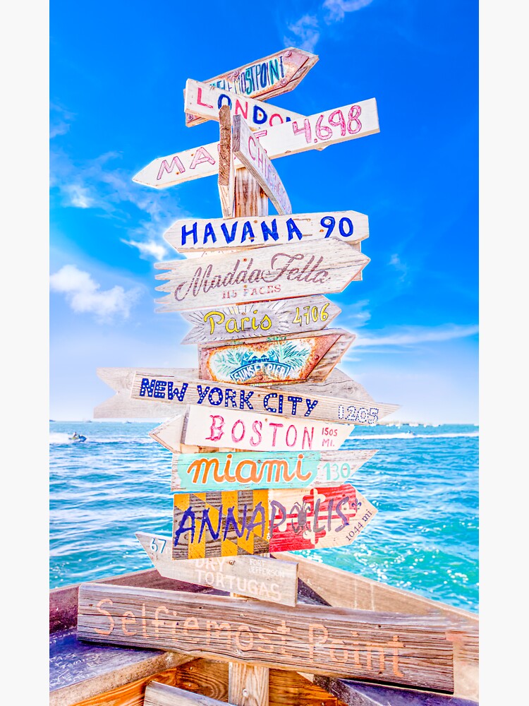 "Key West Destinations Signpost" Sticker for Sale by VisualVoyages ...