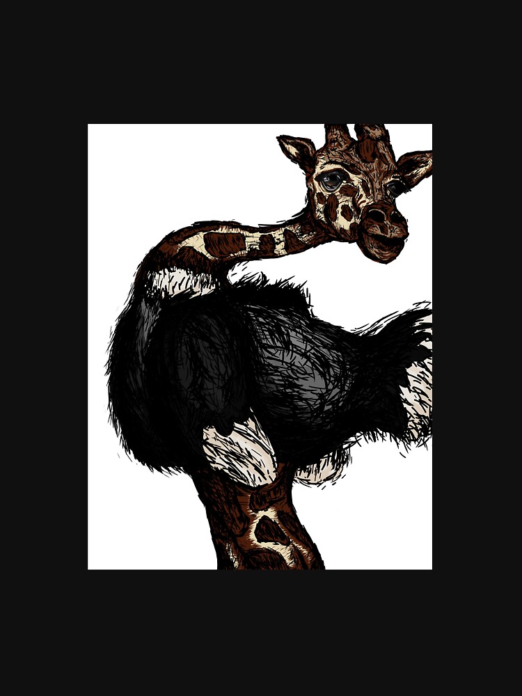 "Giraffe Ostrich Hybrid Monster Digital Illustration Colored" T-shirt ...