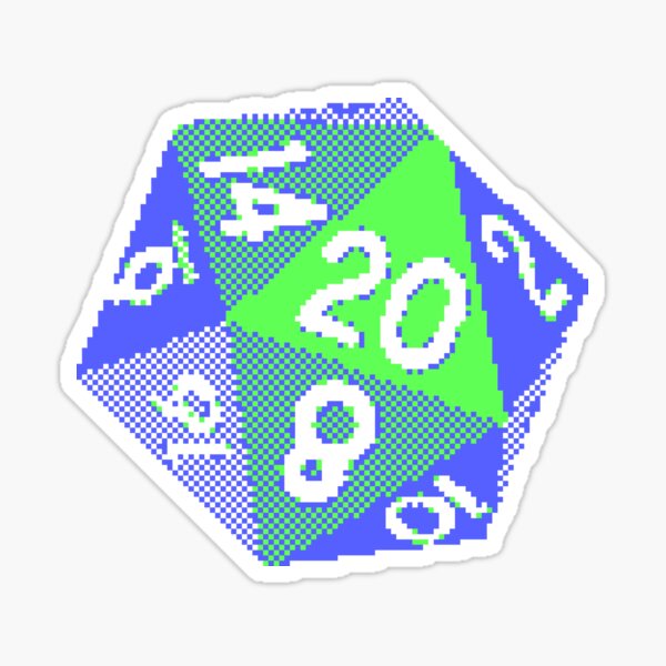 "8Bit Vaporwave D20 Dice" Sticker for Sale by xpixelgeist | Redbubble