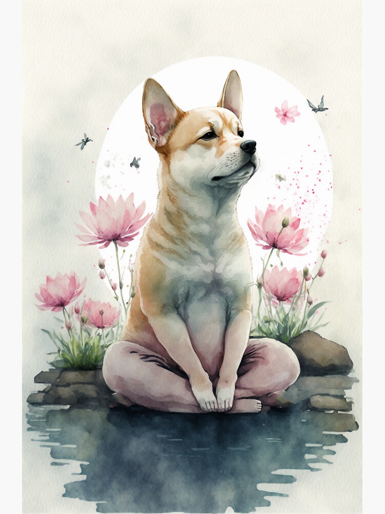 "Meditating dog in lotus watercolor 03" Sticker for Sale by printiesart ...