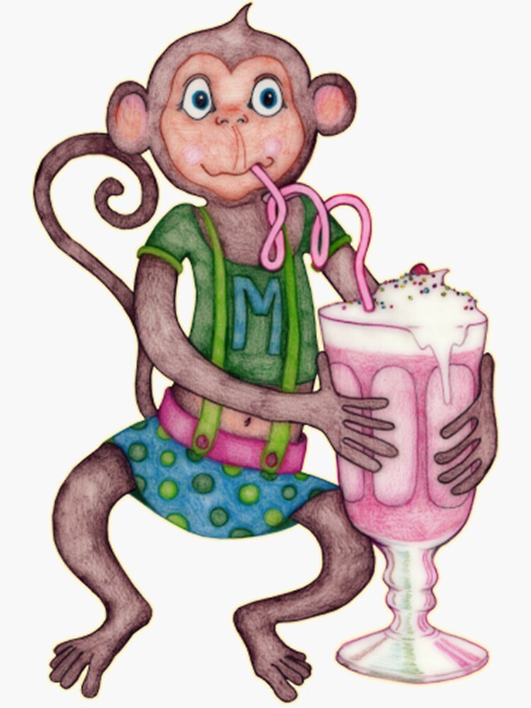 "Milkshake Monkey" Sticker for Sale by BailaAryanna | Redbubble