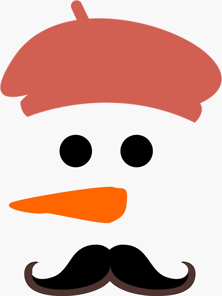 "Funny Mustache Snowman Artist" Sticker for Sale by J2Ldesigner | Redbubble
