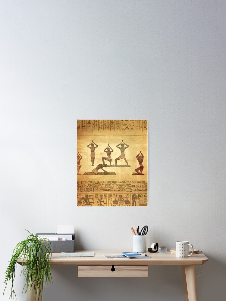 "Prehistoric Egyptian people doing yoga exercises an ancient parchment ...