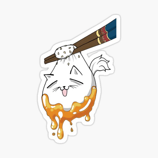 "MOMO NEKO | Cute Dim Sum Cat Dumpling (Honey - White)" Sticker for ...