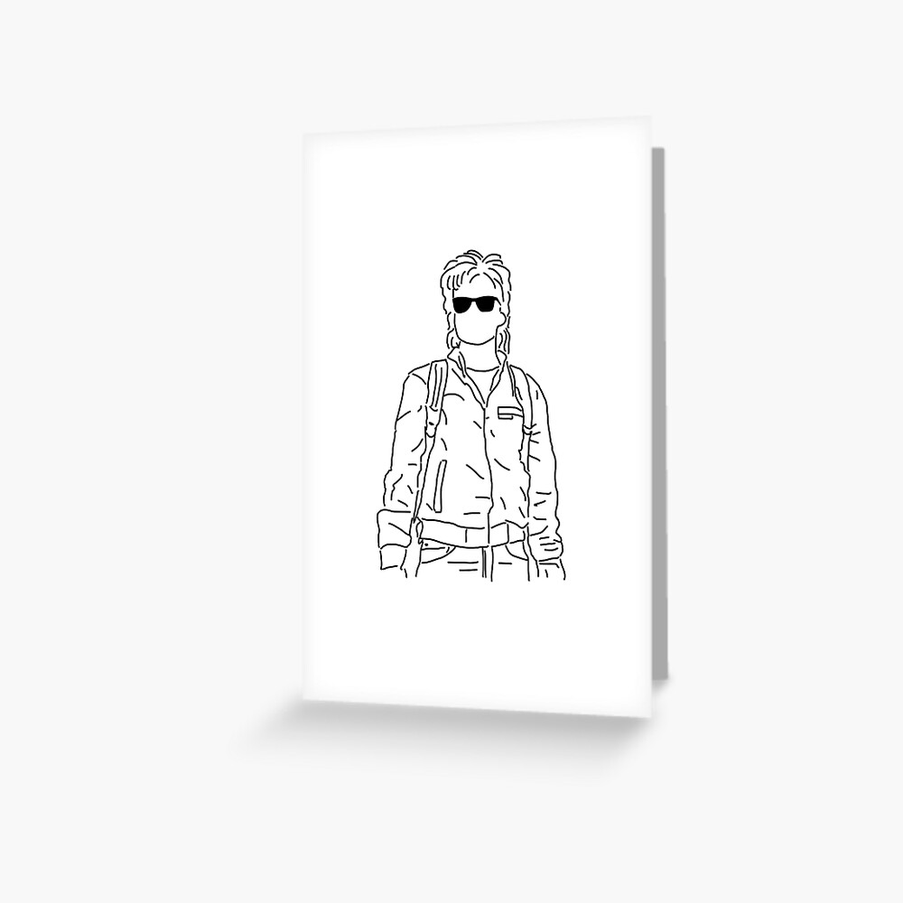 "Steve Harrington from Netflix Stranger Things Outline" Greeting Card ...