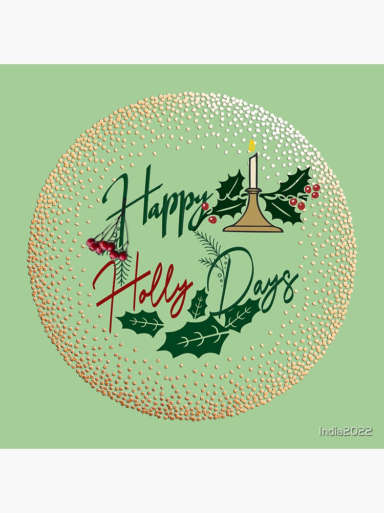 "Happy Holly Days -elegant, gold dot bubble" Sticker for Sale by ...