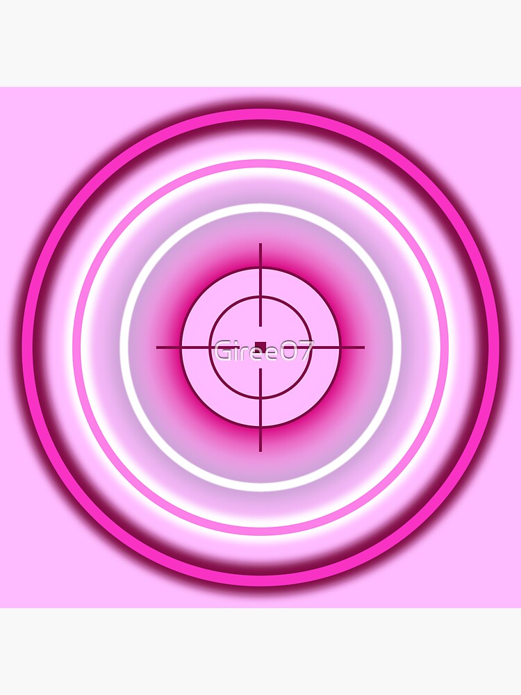 "Bright pink neon circles shooting gun target background " Sticker for ...
