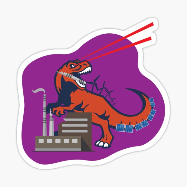 "Renewable Energy T-Rex Purple" Sticker for Sale by Darinmeeker | Redbubble