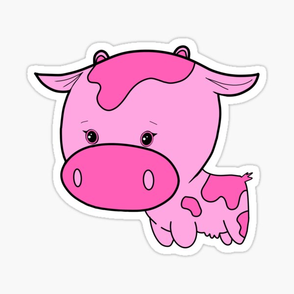 "Cute Pink Cow" Sticker for Sale by ArtByNoName | Redbubble
