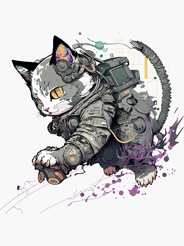 "Cybercat: Billy Silhouette" Sticker for Sale by shawnwalrus | Redbubble