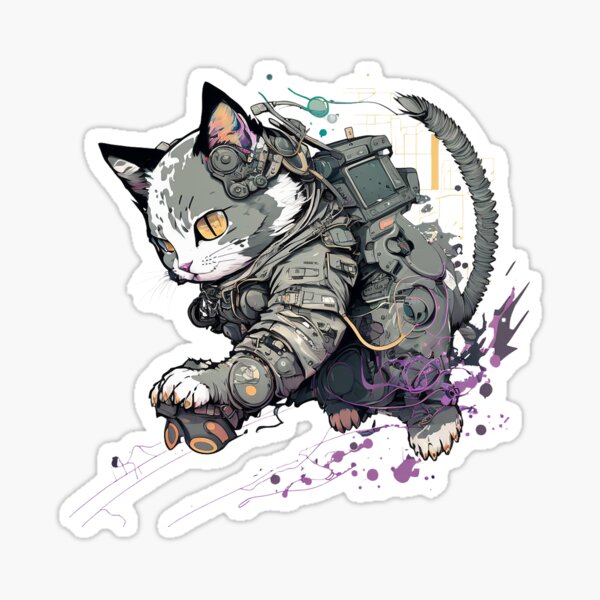 "Cybercat: Billy Silhouette" Sticker for Sale by shawnwalrus | Redbubble