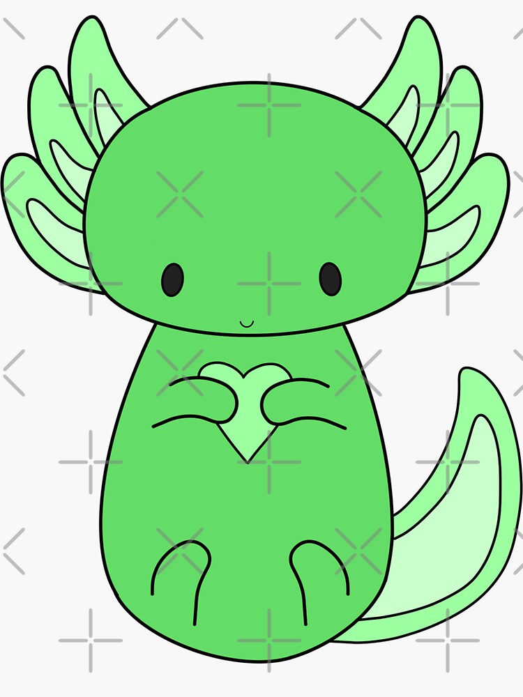 "Cute Green Axolotl" Sticker for Sale by ArtByNoName | Redbubble