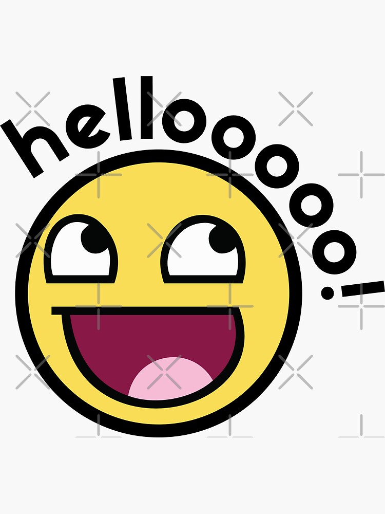 "Hello with Smiling Emoji" Sticker for Sale by qawistz | Redbubble