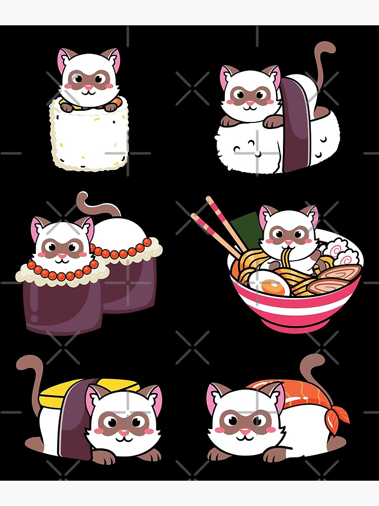 "Sushi Cat Roll" Poster for Sale by myrosetee | Redbubble
