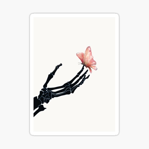 "Butterfly on Skeleton Hand" Sticker by Nadjaa | Redbubble