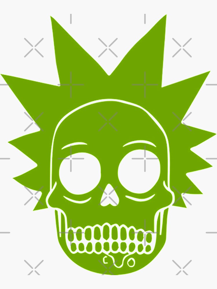 "Rick Sanchez Green Voodoo Skull Digital Art" Sticker for Sale by ...