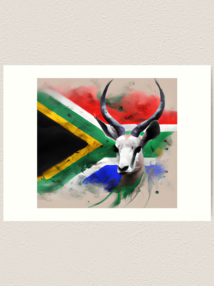 "Springbok with South African flag, Bokke" Art Print for Sale by ...